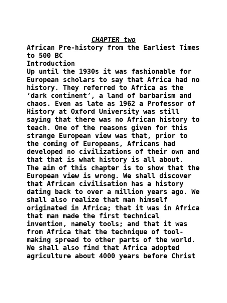 African Prehistory: Origins to 500 BC | PDF | Africa | Stone Age