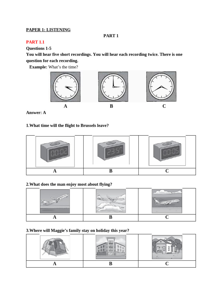 Listening - Part 1,2,3 - SV | PDF