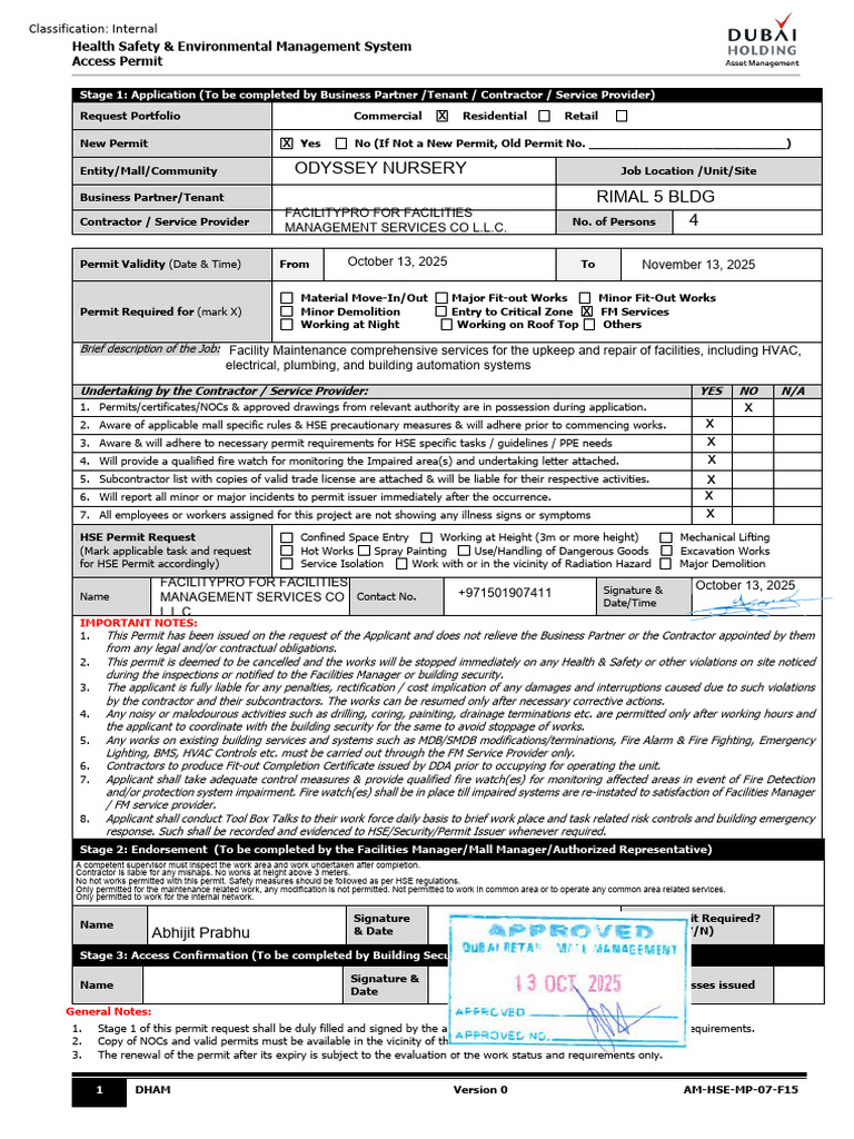 Noc Am Hse MP 07 f15 Access Permit Oct Nov 1245 | PDF | Occupational ...