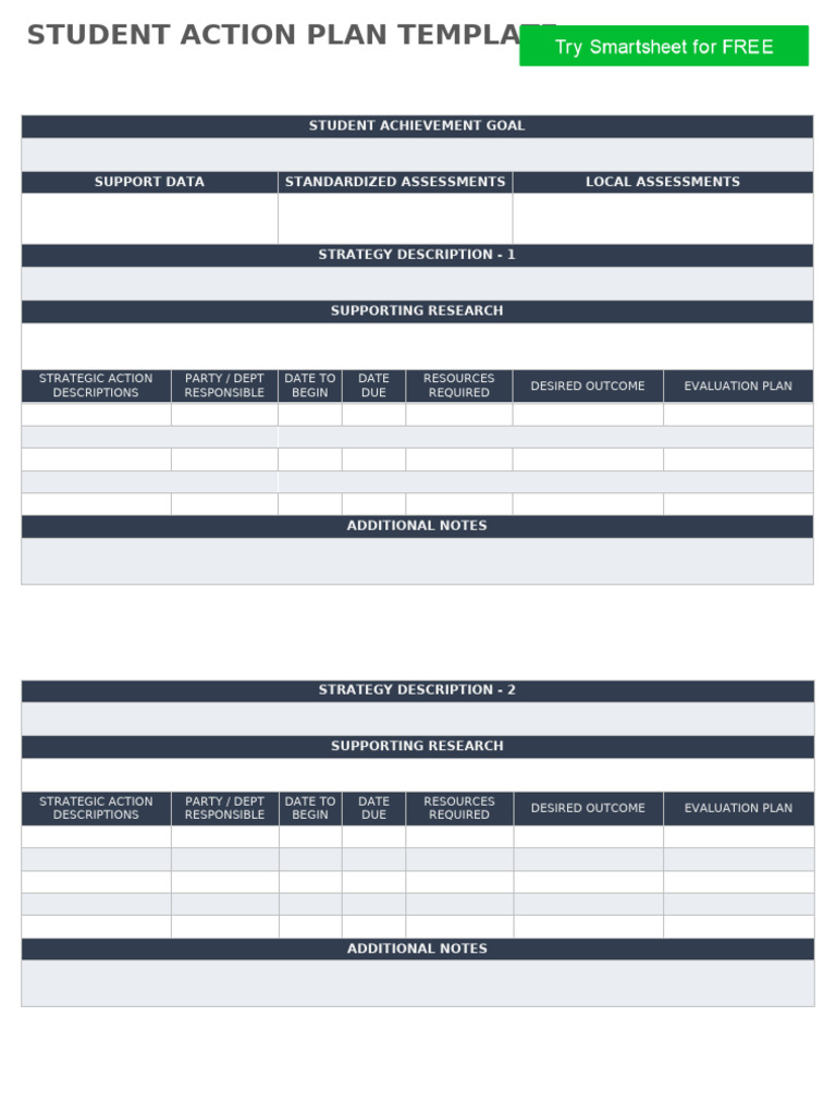 Student Action Plan Template | PDF