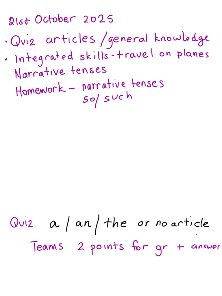 Lesson Notes 21st October 2025 | PDF