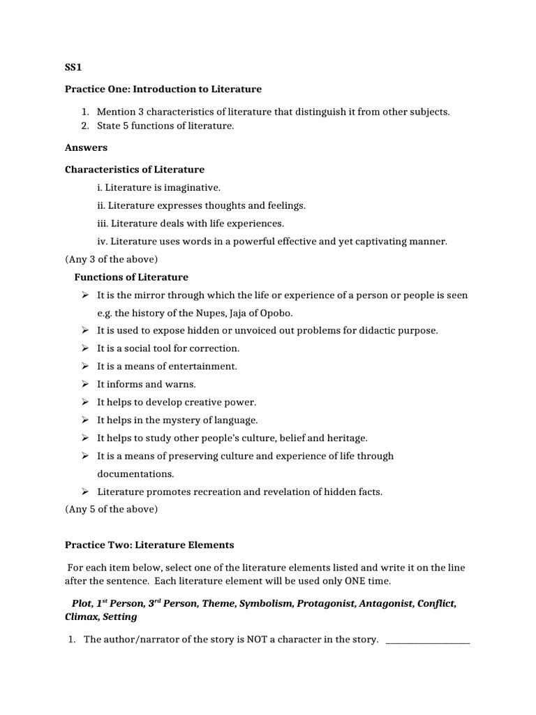 Literature Practice Questions | PDF | Poetry | Narrative