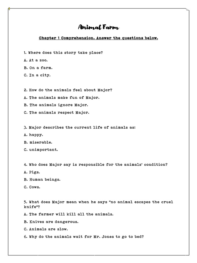 Animal Farm Chapters 1-2 Overview | PDF