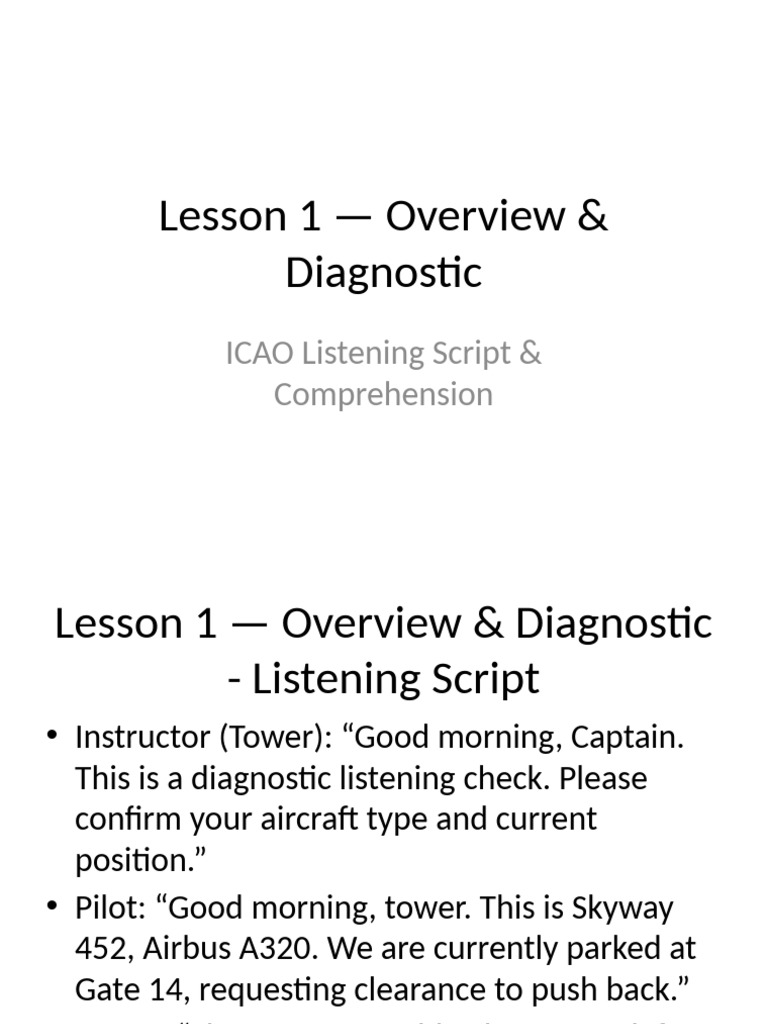 ICAO All L1-L20 Listening Scripts | PDF | Transponder (Aeronautics ...