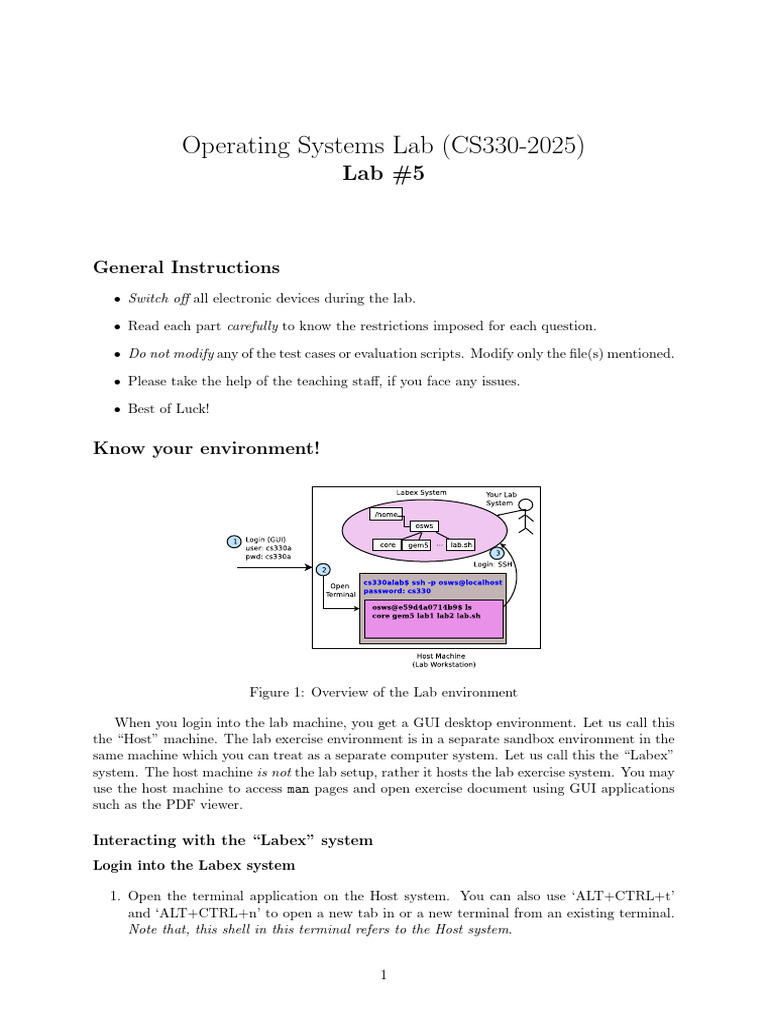 CS330 2025 Lab5 | PDF | Computer Terminal | Operating System Technology