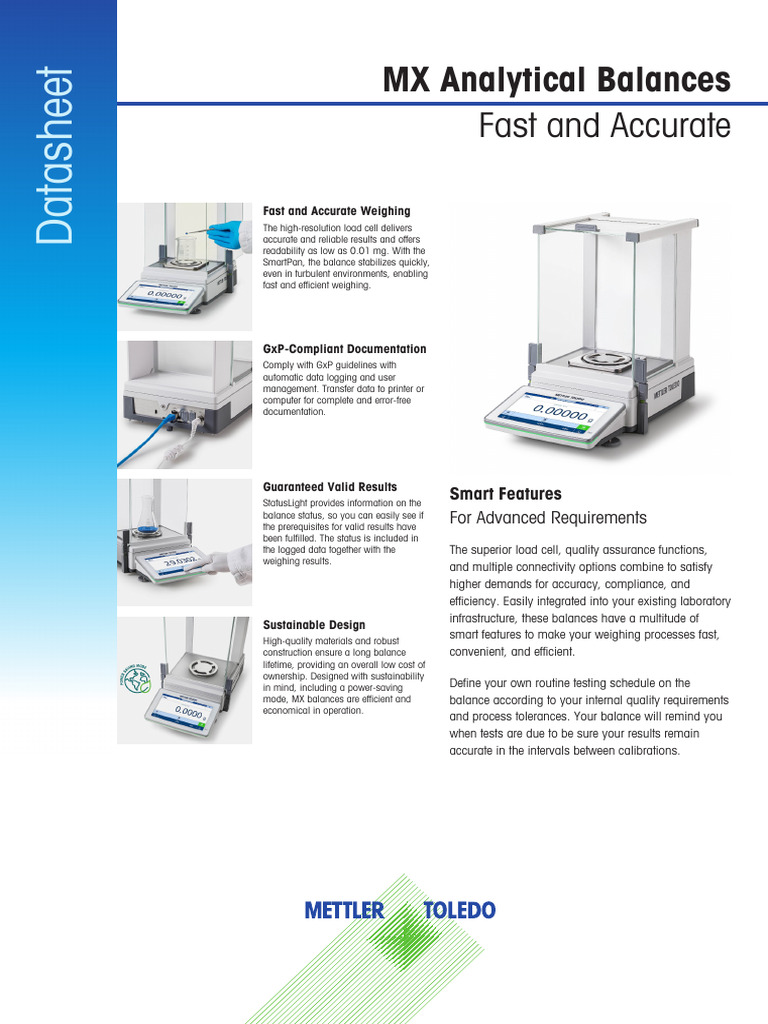 MX Series Analytical Balances Data Sheet | PDF | Engineering Tolerance ...