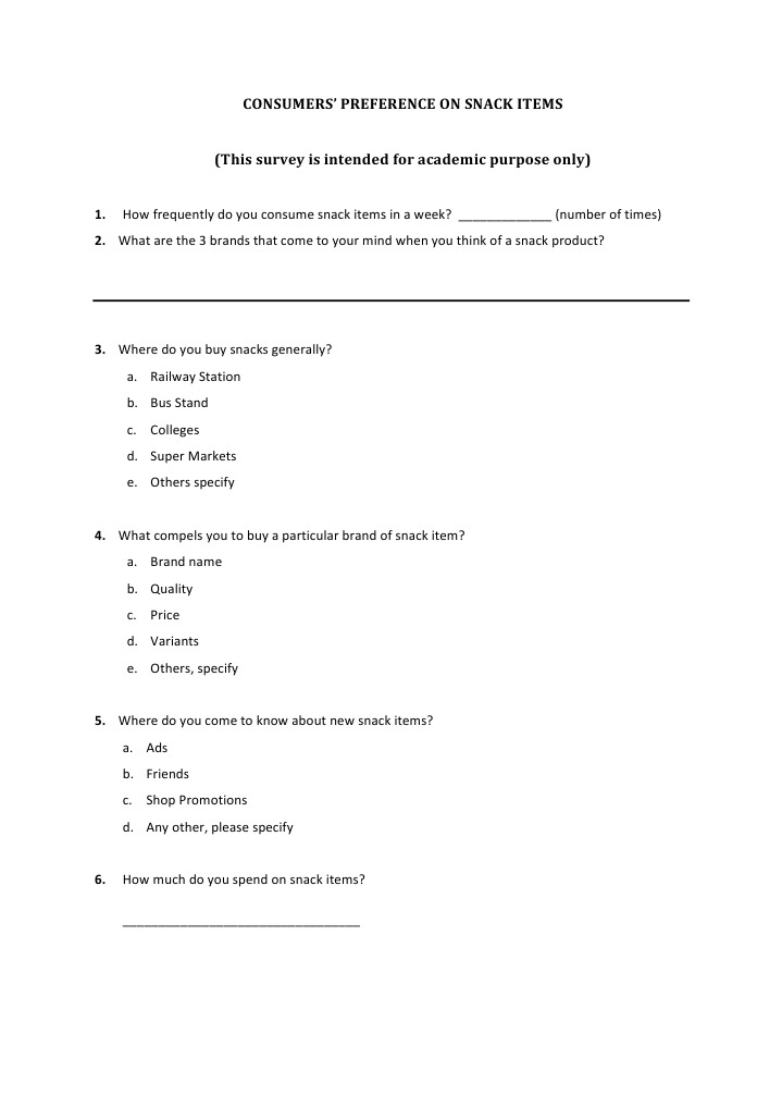 Lays Customer Questionnaire | PDF