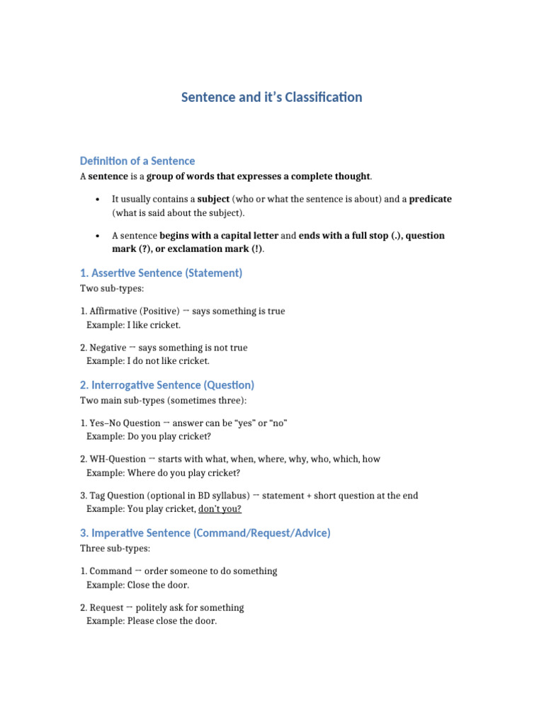 Classification of Sentences BD | PDF