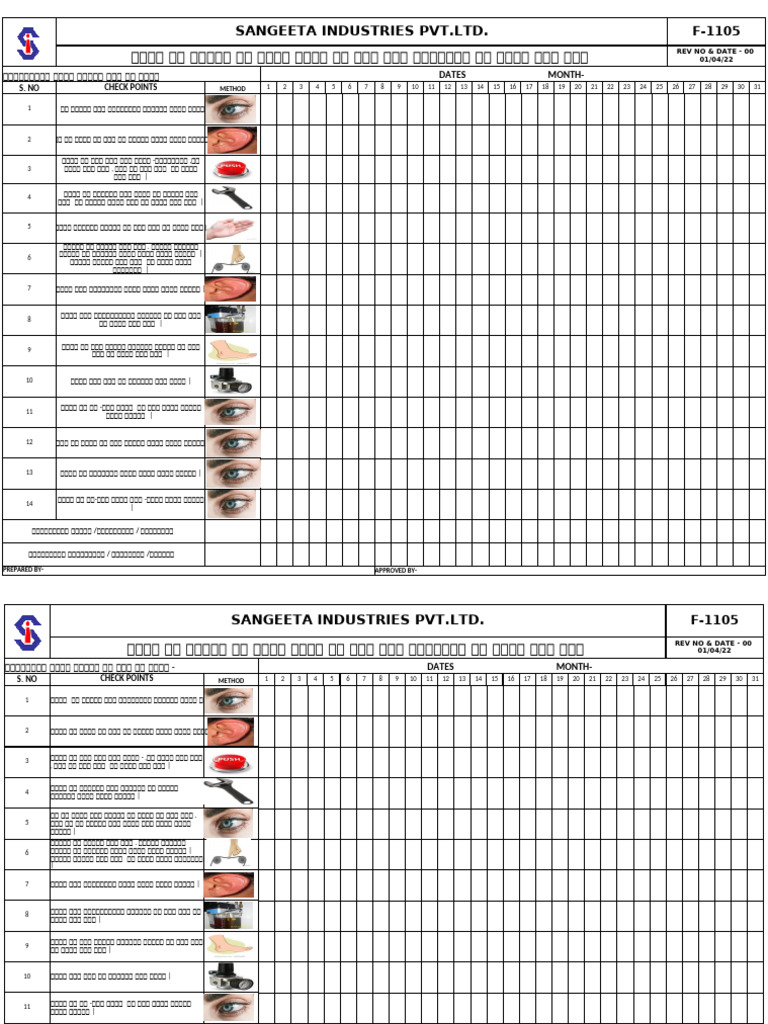Daily Machine Checksheet | PDF