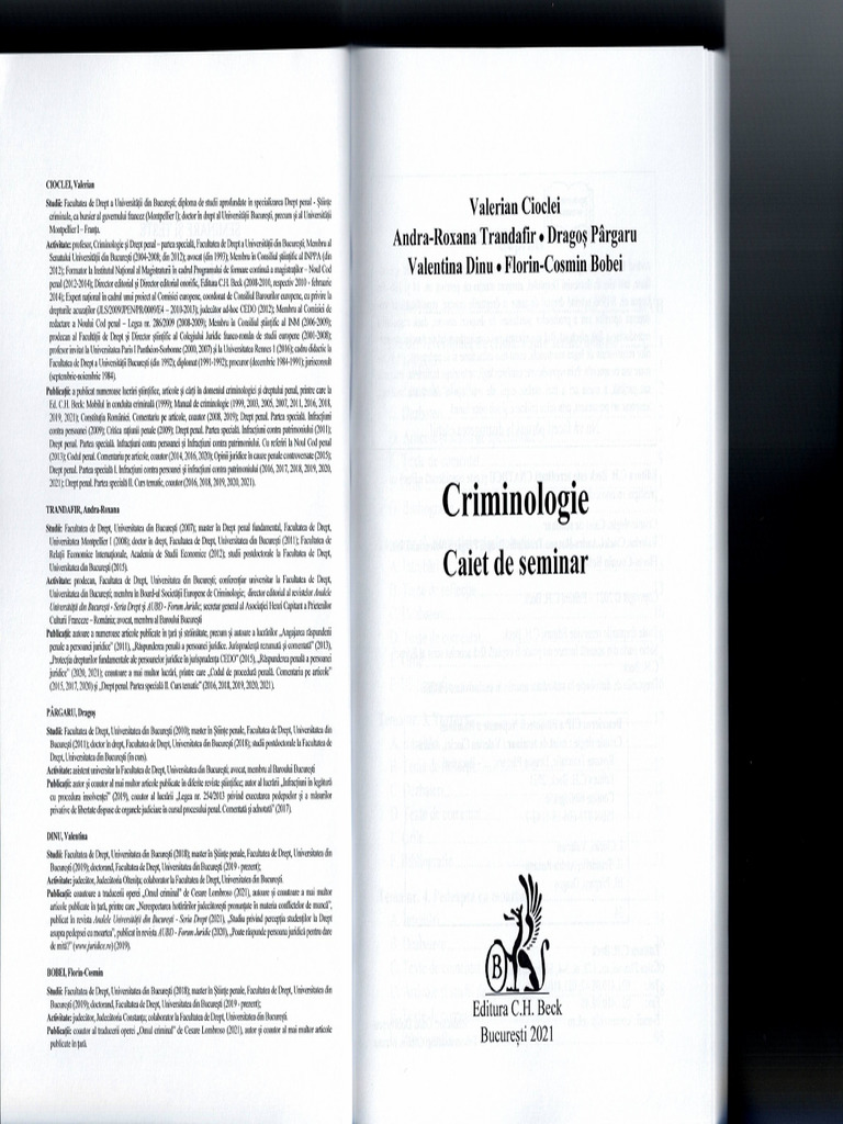 Criminologie Caiet de Seminar 2024 | PDF