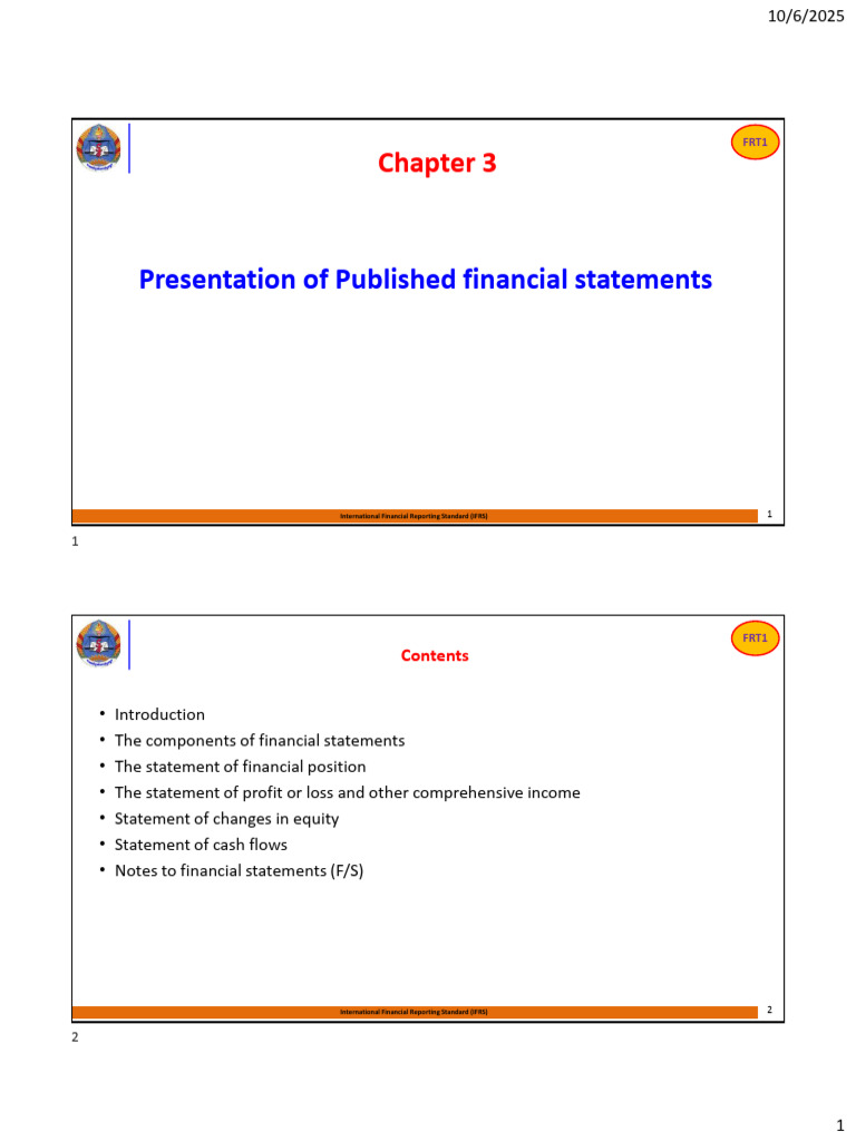 FRT 1 Slides_Ch3_Presentation of Financial Statements | PDF | Balance ...