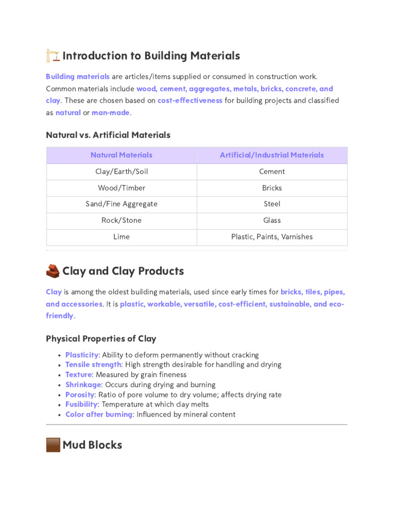 Building Materials: Types & Properties | PDF | Brick | Building Materials