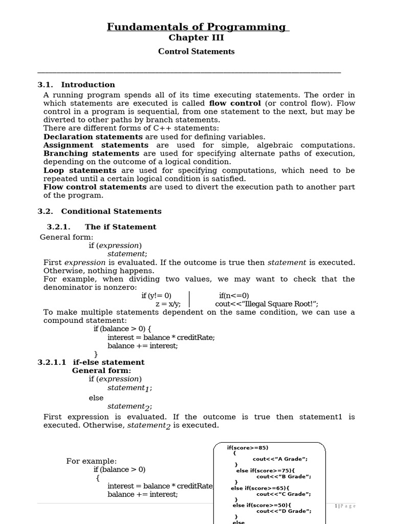 Chapter 3-Control StatementsI | PDF | Control Flow | Software Engineering