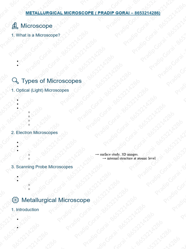 Overview of Metallurgical Microscopes | PDF | Microscope | Angular ...