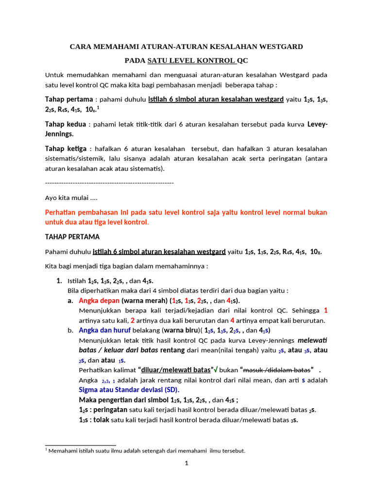 Cara Memahami Aturan Westgard | PDF