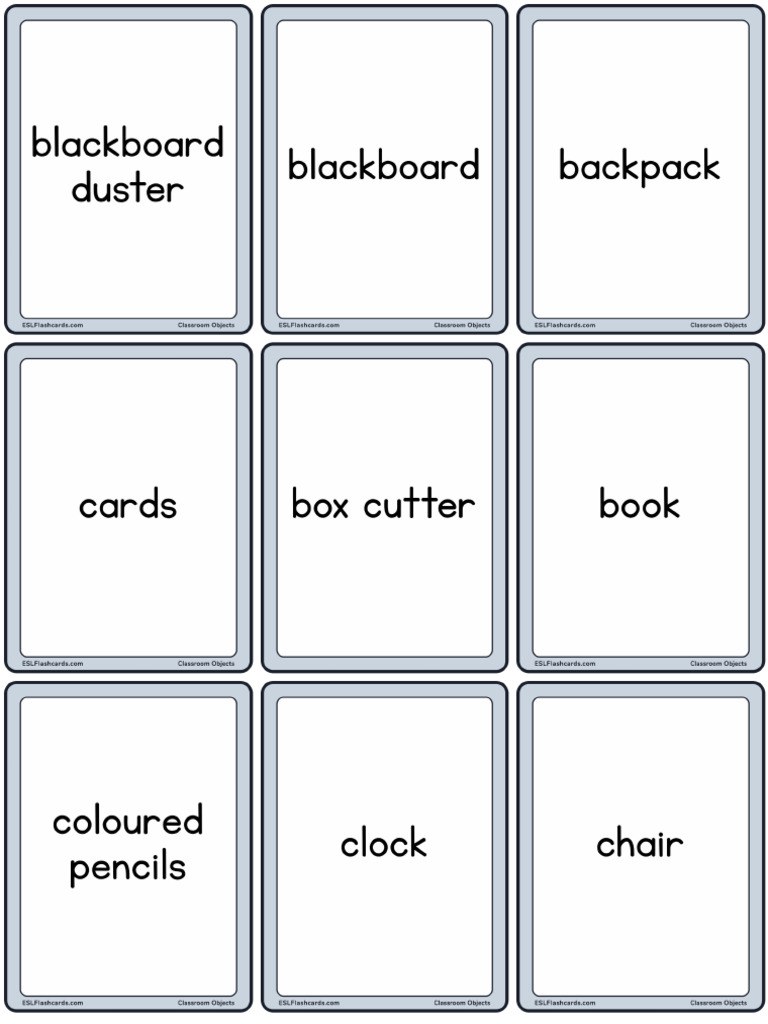Classroom Objects BrE Small Word Cards | PDF