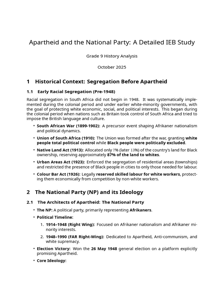 Apartheid Study Report | PDF | Apartheid | Politics And Race