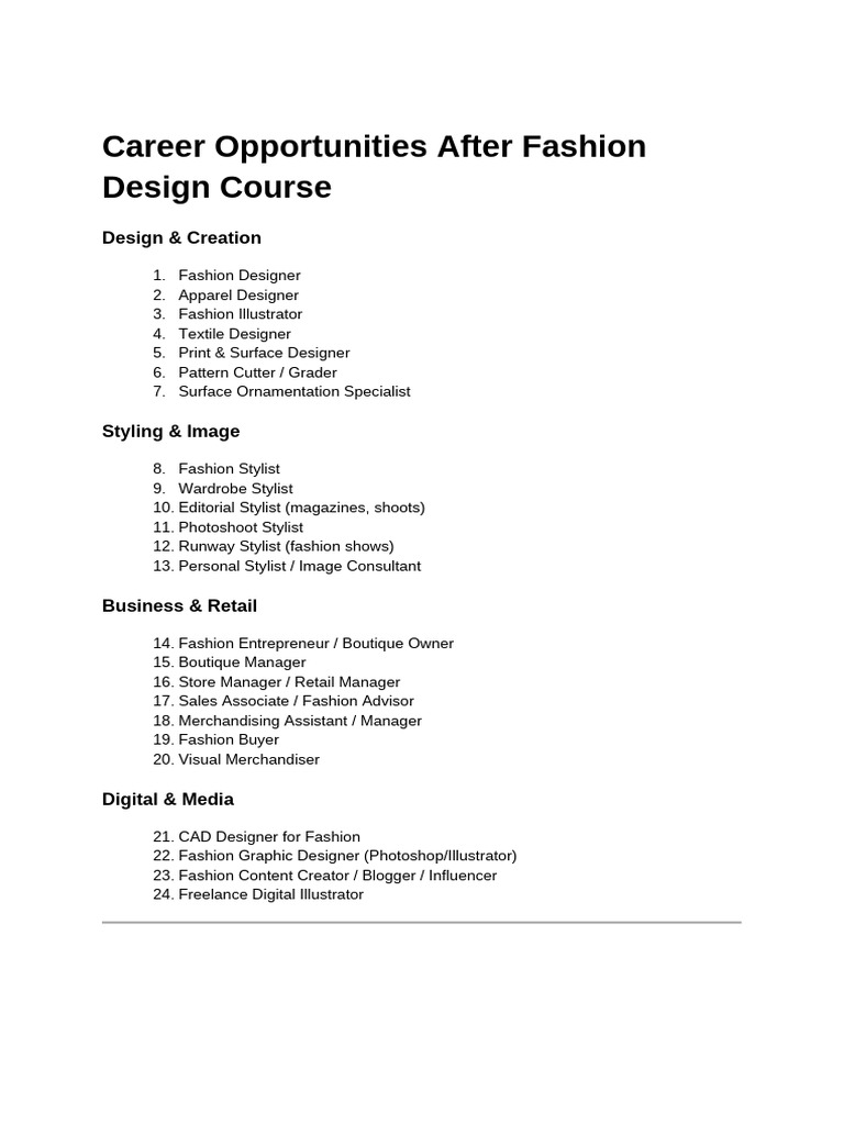 Career Paths in Fashion Design | PDF