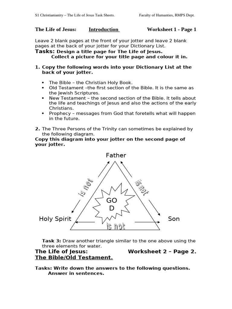 Worksheets for Christianity 1 the Life of Jesus. | PDF | Jesus | Bible