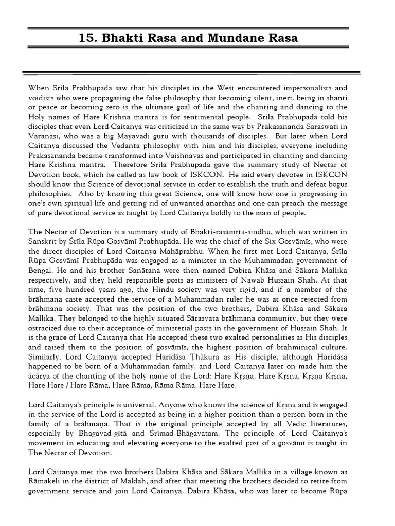 Foundation Course 2 Lesson 15 Bhakti Rasa and Mundane Rasa | PDF ...