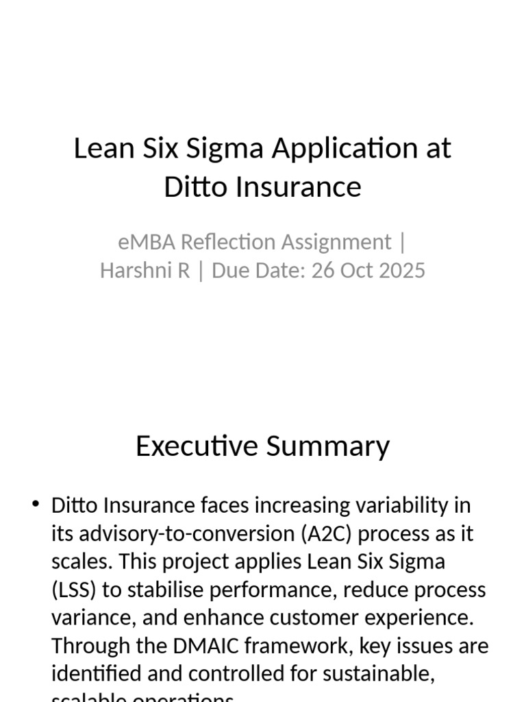 Ditto Insurance Lean Six Sigma Assignment | PDF | Six Sigma | Business ...