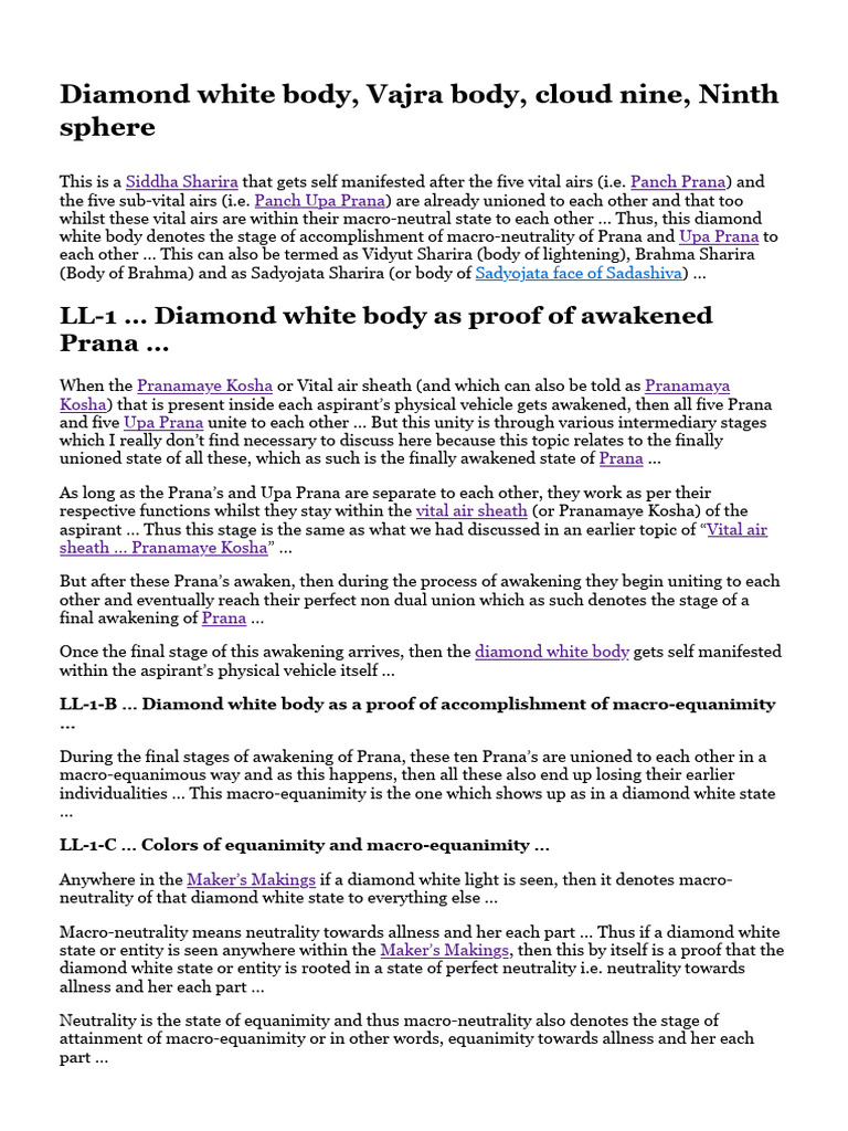 Diamond White Body, Vajra Body, Cloud Nine, Ninth Sphere | PDF | Ātman ...