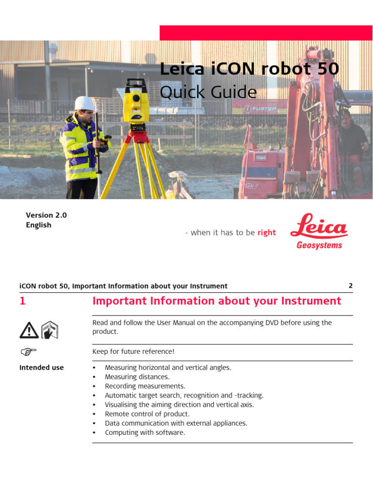 Leica iCON Robot 50 Quick Guide | PDF | Electronics | Computing