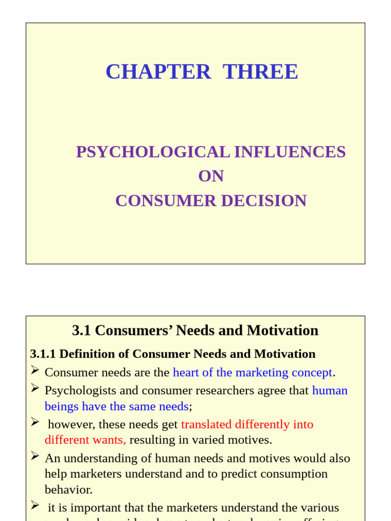 Consumer Needs and Motivation Insights | PDF | Perception | Senses