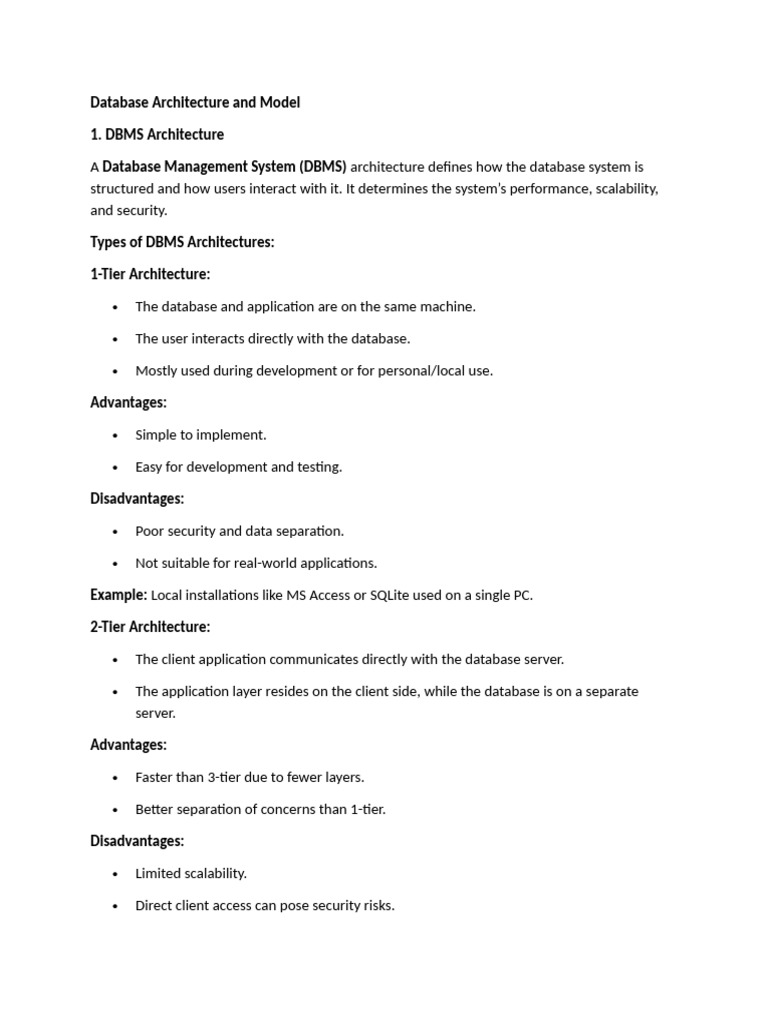 DBMS Architecture and Data Models Guide | PDF | Databases | Relational ...