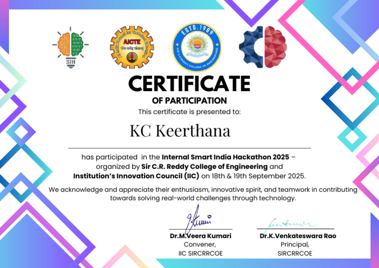 KC Keerthana Certificate | PDF