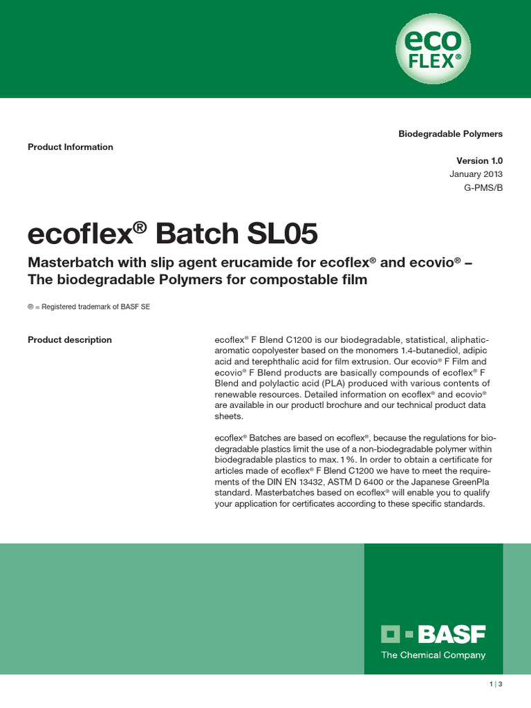 Ecoflex Batch SL05 | PDF | Biodegradation | Materials