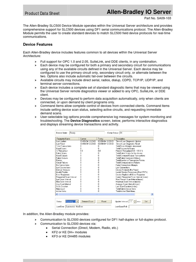 Allen Bradley Datasheet | PDF | Input/Output | Server (Computing)