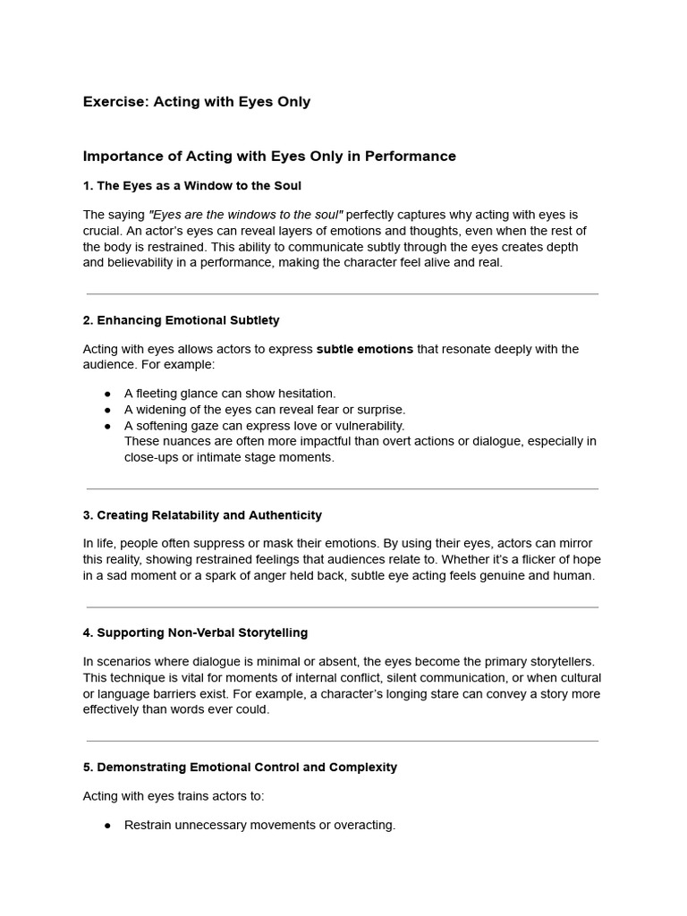 Eyes only acting | PDF | Emotions | Anger