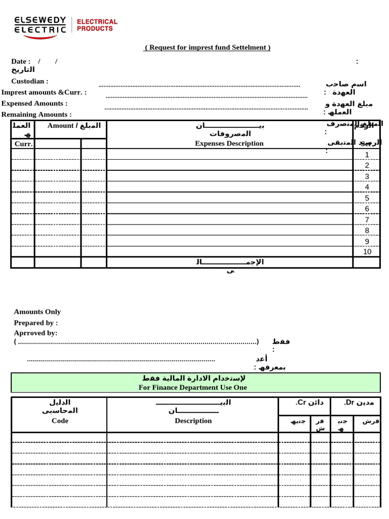 Request For Imprest Fund Settelment | PDF
