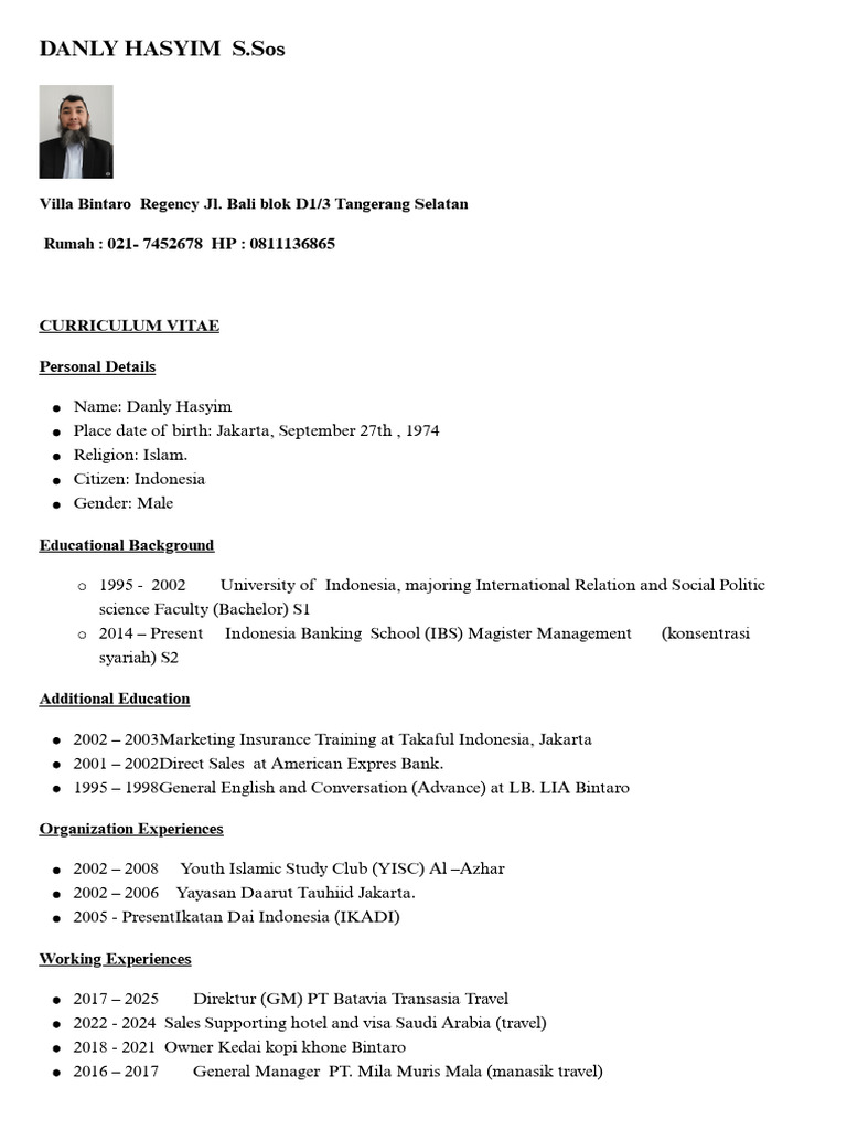 Danly Hasyim: CV & Professional Profile | PDF