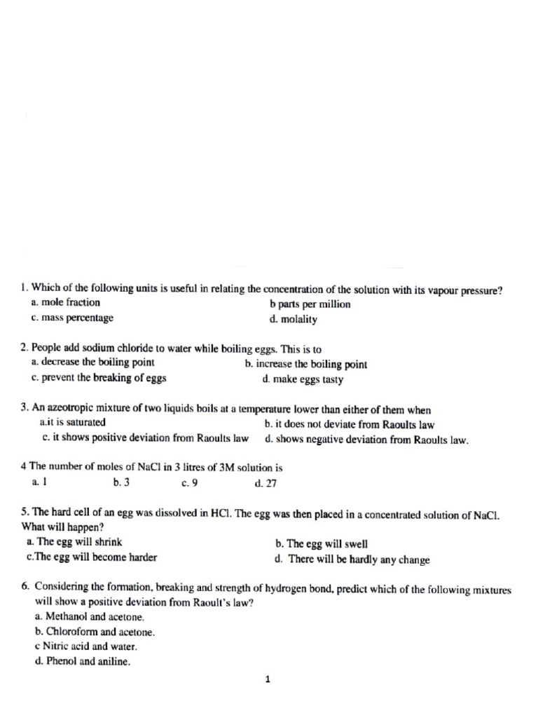 Chemistry Solutions Worksheet Guide | PDF | Chemical Substances ...