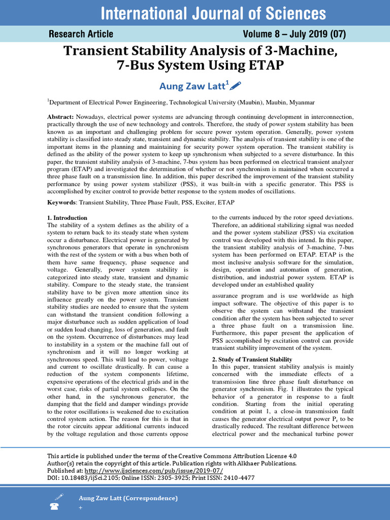 Transient Stability Analysis of 3 Machin | PDF | Steady State | Electric Generator