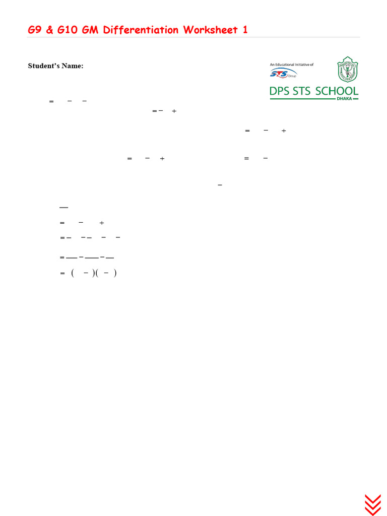 G9-G10 GM Differentiation Worksheet | PDF