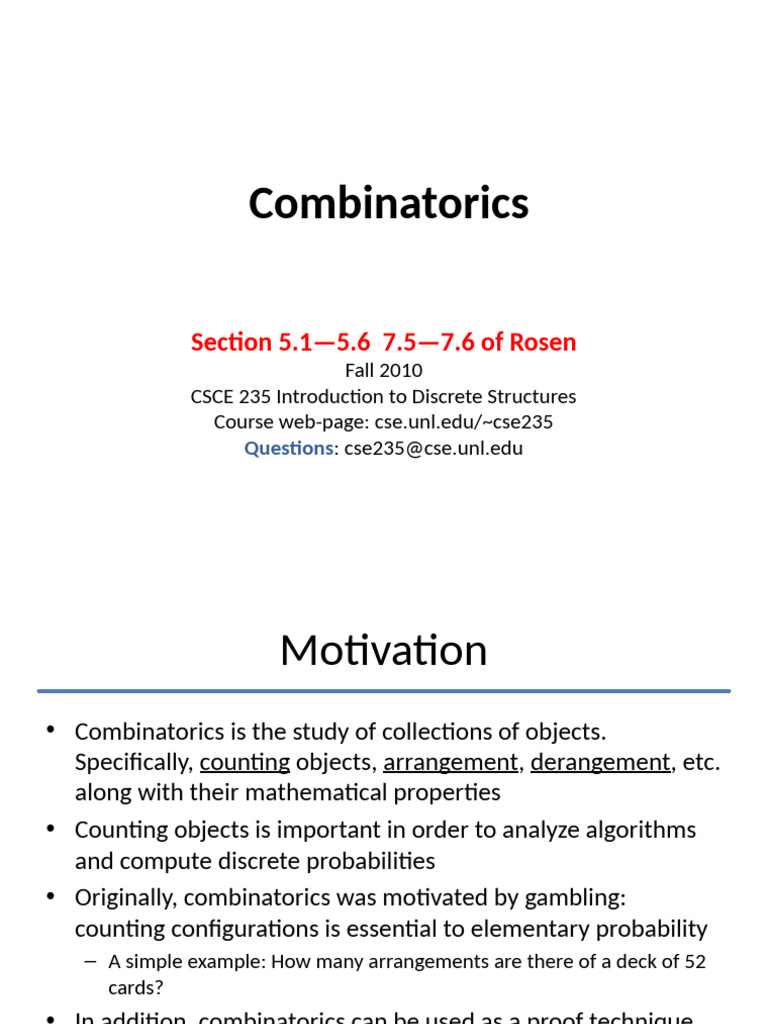 Combinat or Ics | PDF | Combinatorics | Discrete Mathematics