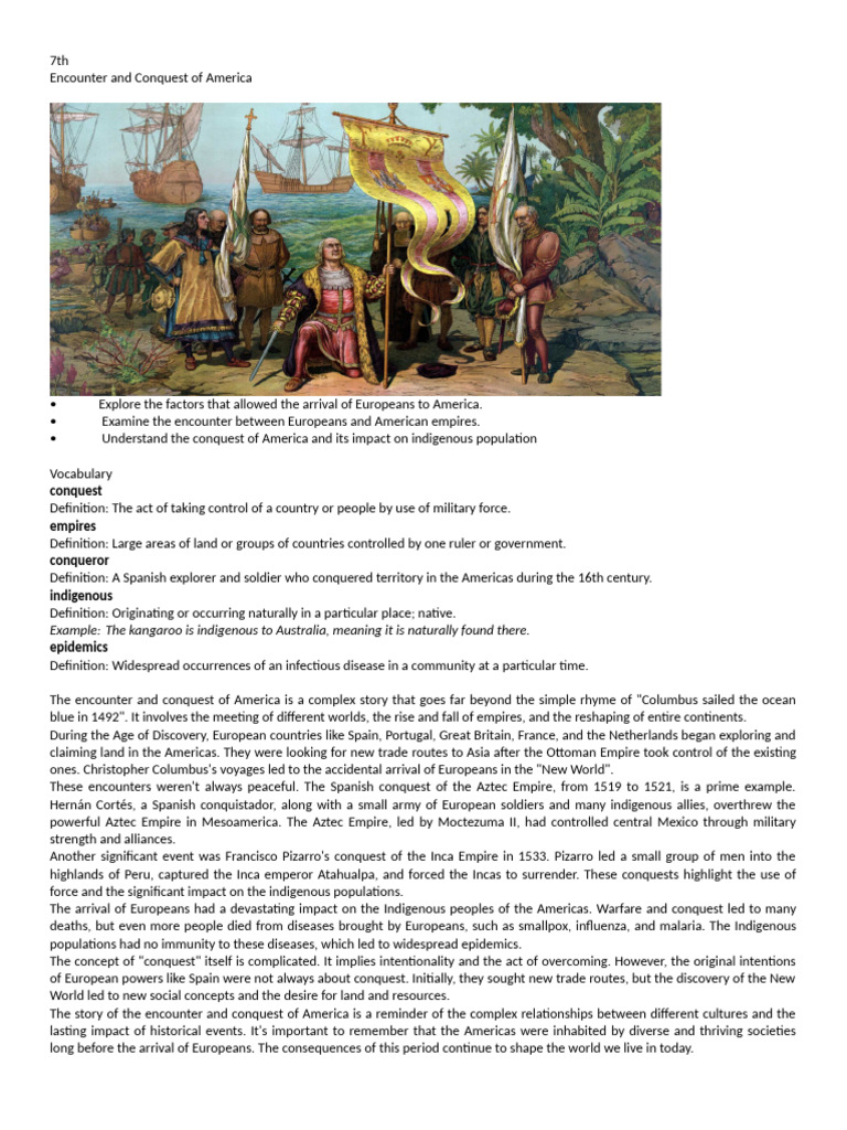 7th Encounter and Conquest of America | PDF | Spanish Colonization Of ...