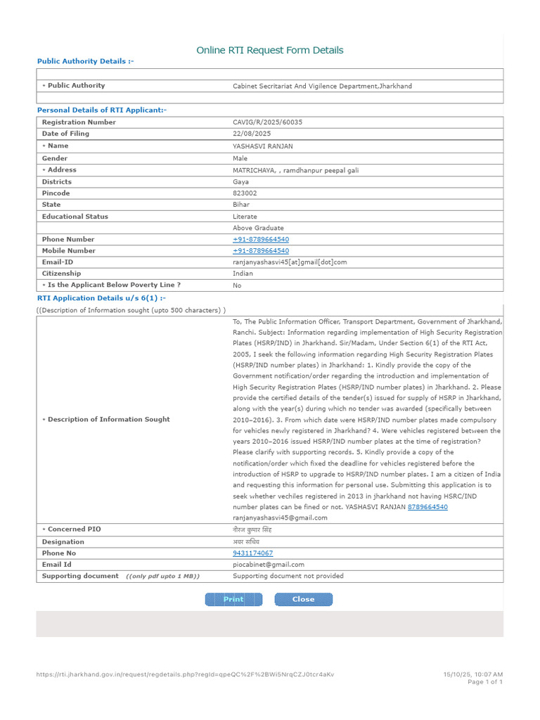 Online RTI Information System - RTI Online | PDF | Vehicle Registration ...