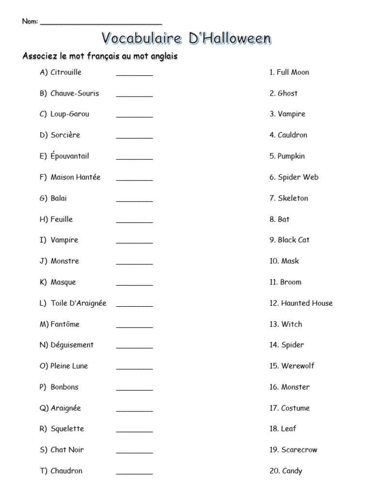 FrenchHalloweenWorksheets 1 | PDF | Supernatural Legends | Halloween