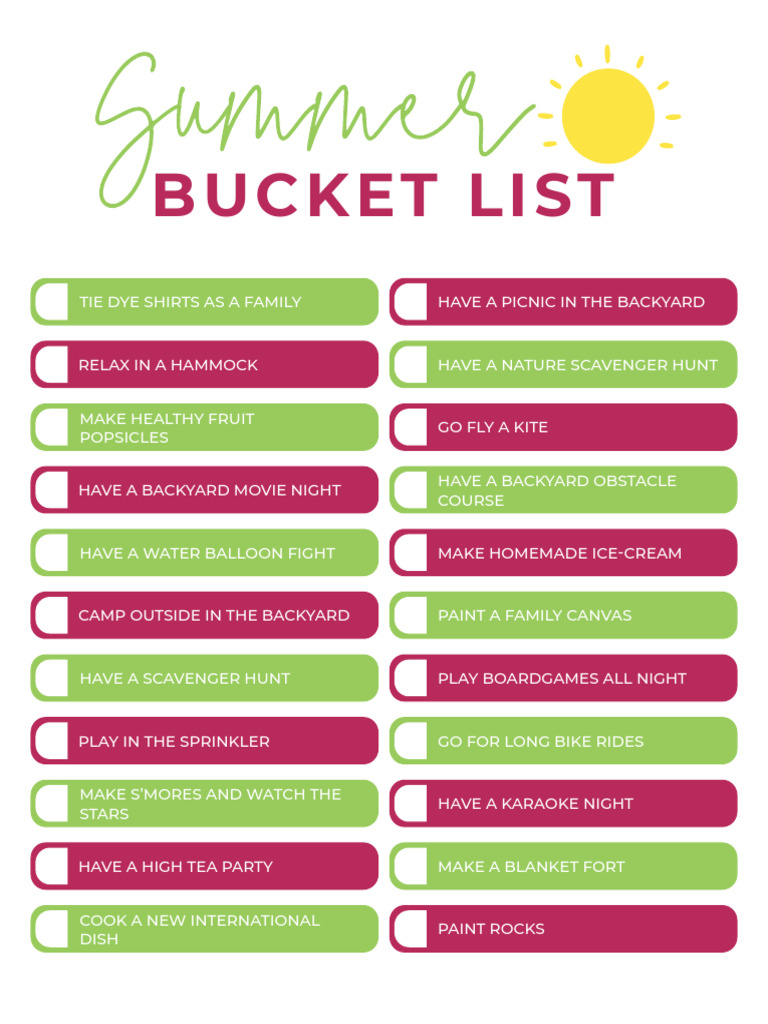 Fun Family Activities Bucket List | PDF