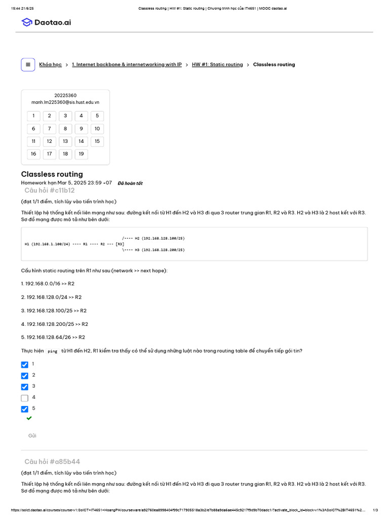 Classless Routing - HW #1 - Static Routing - Chương Trình Học Của ...