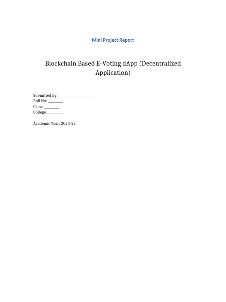 Blockchain E Voting Project Report | PDF | Electronic Voting | Computing
