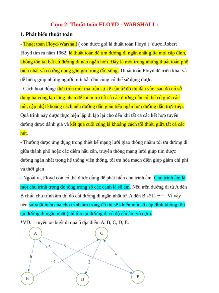 Cụm 2-Thuật Toán Floyd Warshall | PDF