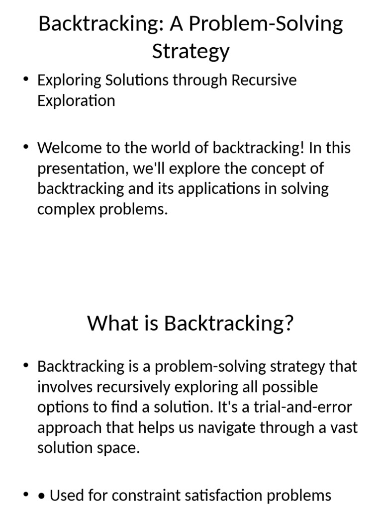 Backtracking Presentation | PDF | Mathematical Analysis | Mathematical Logic