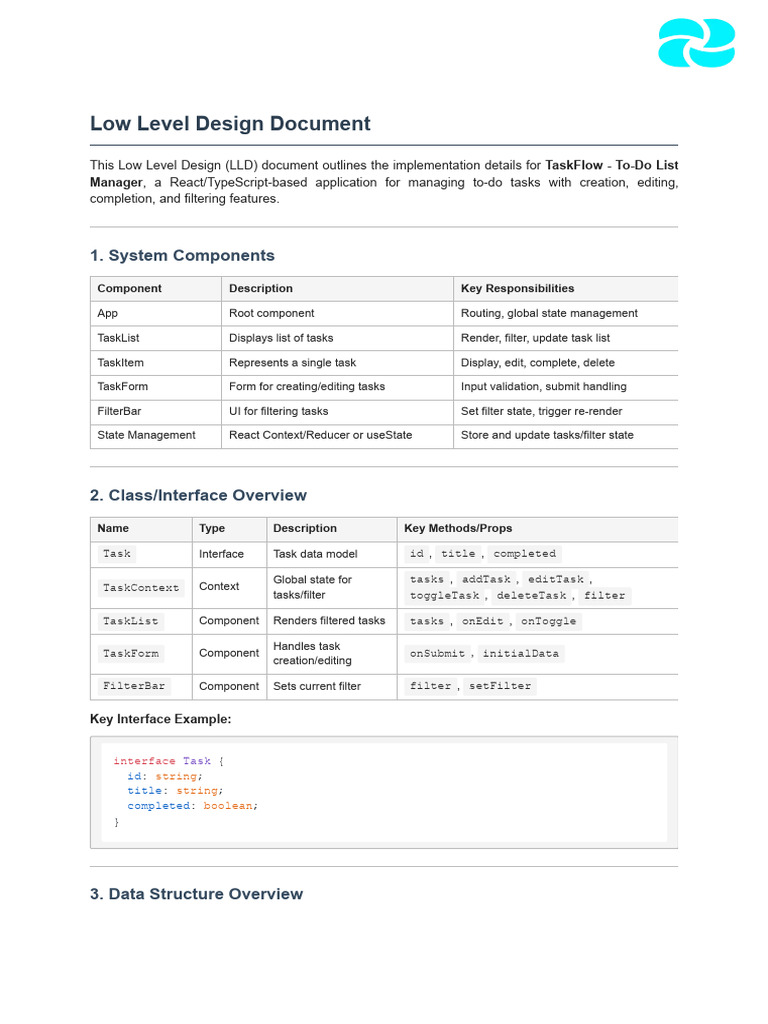 TaskFlow---To-Do-List-Manager-lld-W2bXe. low level | PDF | Boolean Data Type | Information ...
