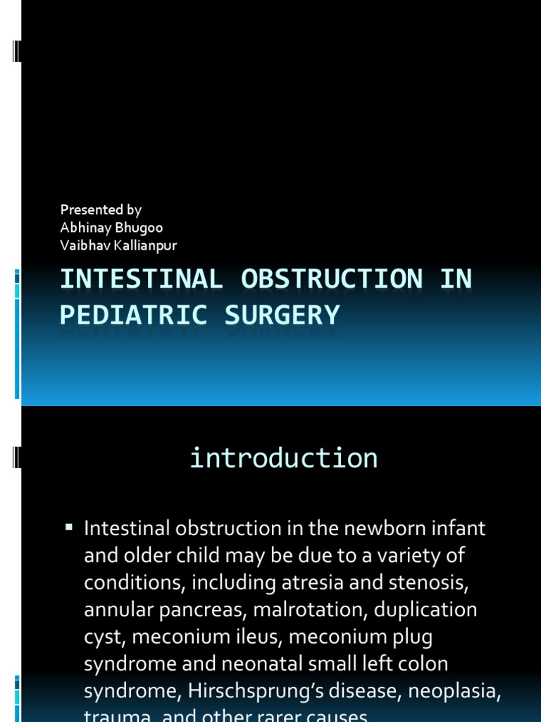 Intestinal Obstruction in Pediatric Surgery | Gastrointestinal Tract ...
