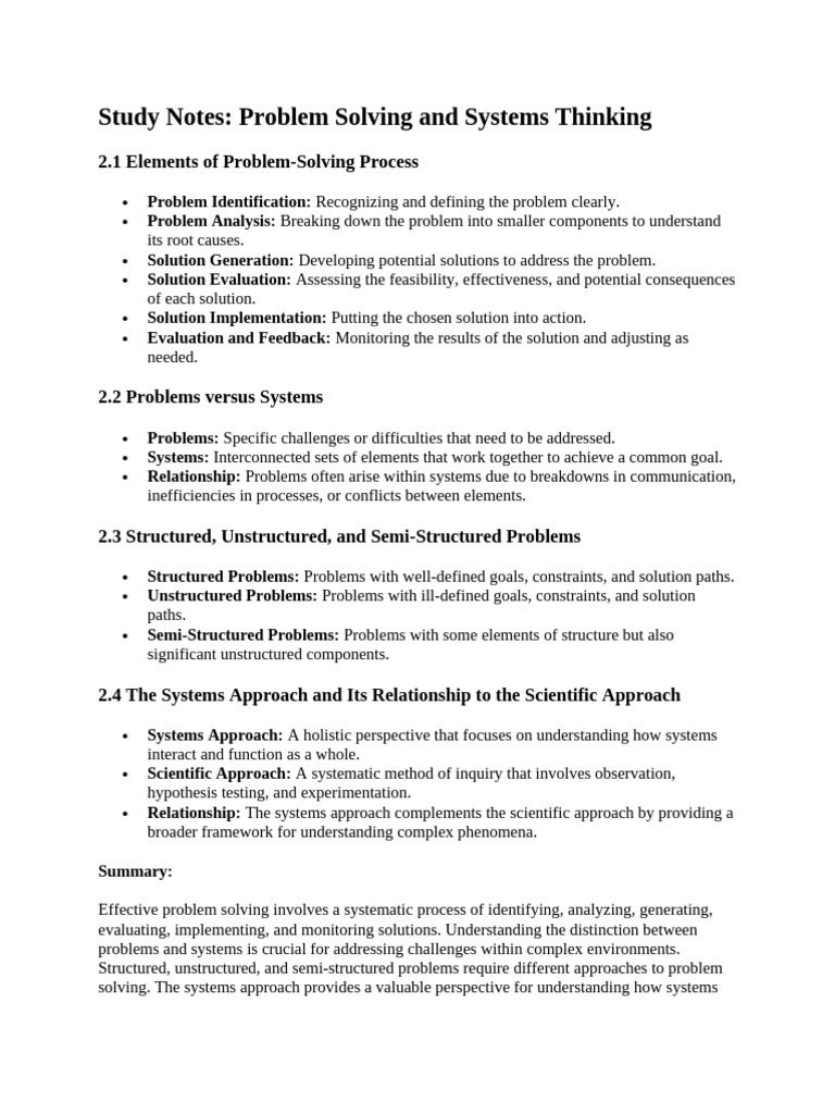 Problem Solving and Systems Thinking | PDF